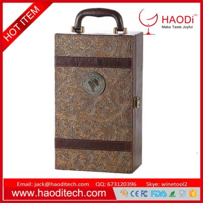 China Double Bottle Wine Travel Case With Opener Portable Wine Gift Box Wine Bag for sale