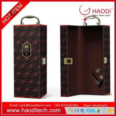China Red Wine Storage Box Luxury PU Leather Single Bottle Wine Box Gift Storage Box for sale