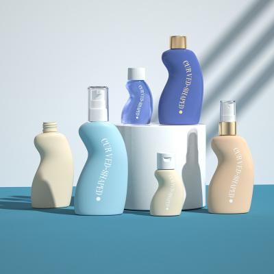 China Waist-shaped PET Plastic Bottle Essential Oil Perfume Bottle Facial Essence Bottle Toner Serum Fine Mist Spray Bottle Shampoo Lotion Dispenser Pump Bottles Flip Top Cap Bottles Disc Top Cap Bottles for sale