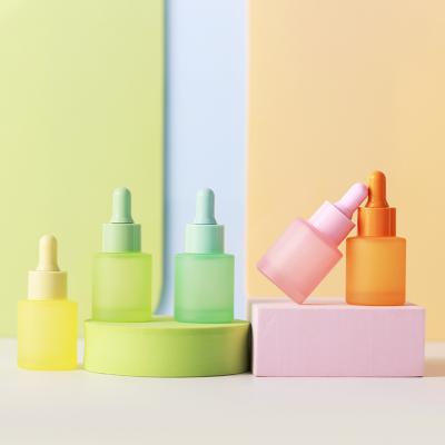 China 20ml Macaron colorful semi-permeable matte essential oil bottle, essence concentrate serum dropper bottle for sale