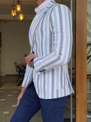 Cina GIACCA DA COMPLETO BUSINESS CASUAL IN COTONE A RIGHE COMPLETO DA INTERVISTA BUSINESS CASUAL in vendita