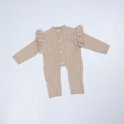 Cina Unisex macchiettati tricottano il bottone di un pezzo della manica del bambino del pagliaccetto Footless lungo dell'arricciamento giù il cotone 100% di Playsuit della tuta in vendita