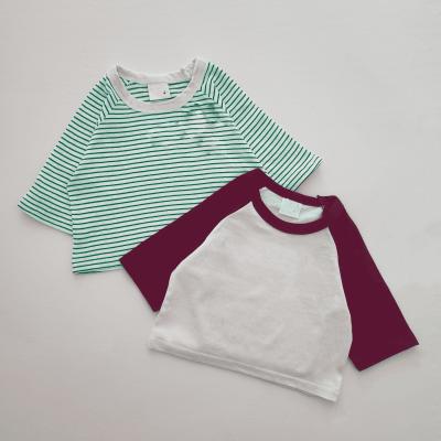 China 100% het katoenen Lapwerk kleedt Baby Mickey Embroidery Raglan Sleeve Tee 2 Kleuren Overmaatse Stijl Te koop