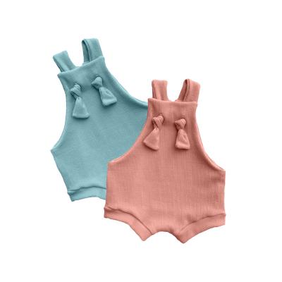 Cina I pagliaccetti neonati del cotone costolato di 100% annodano gli indumenti da notte Homewear degli in generale di progettazione del legame per i bambini infantili in vendita