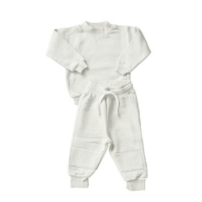 Cina Unisex Kids 300gsm Fleece Cotton Sweatshirt Set Ribbed Neck Pullover Sweater Sweat Pants 2PCS in vendita