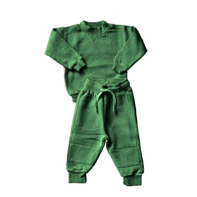 Cina Unisex Kids 300gsm Fleece Cotton Sweatshirt Set Ribbed Neck Pullover Sweater Sweat Pants 2PCS in vendita