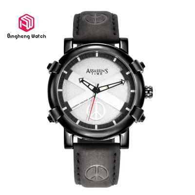 China Quartz Male / Mens Genuine Leather Strap Watches Waterproof 42mm Dial Sports Design for sale