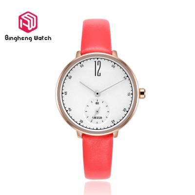 China Unique Leather Girls Waterproof Watch , Middle Dial Automatic Leather Strap Watch for sale