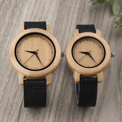 China Fashion Women Quartz Wood Watches With Leather Belt / Couple Wrist Watch for sale