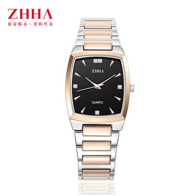 China Rose Gold Rectangular Stainless Steel Quartz Wrist Watch Water Resistance for sale