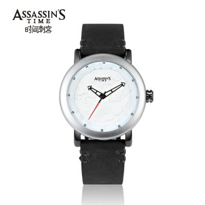 China Black / Brown Leather Mens Stainless Steel Watches Round Case Shape for sale