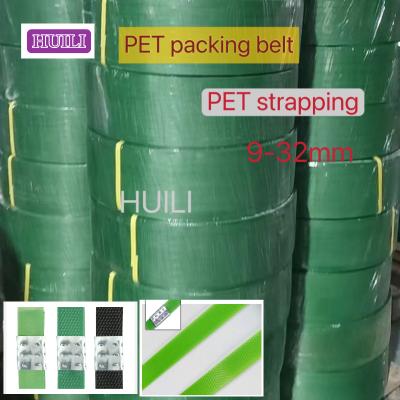 China Green Color 16mm Width PET Packaging Belt 700m-1500m Length Plastic Strapping Band for sale