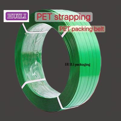 China Automatic PET plastic strapping belt 9-16mm PET packaging strap PET plastic strap for heavy-duty product packaging for sale