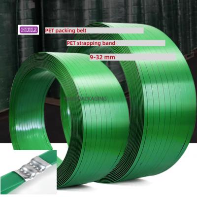China 16–19mm PP PET Strapping Green PET Packaging Belt with Pneumatic Strapping Tool for sale