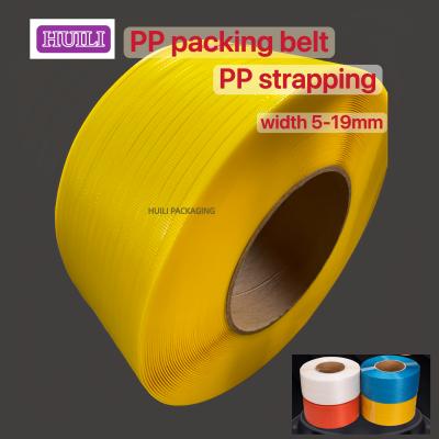 China High strength PP packing straps 9-15mm PP Packing belt with 100% recycled materials for sale