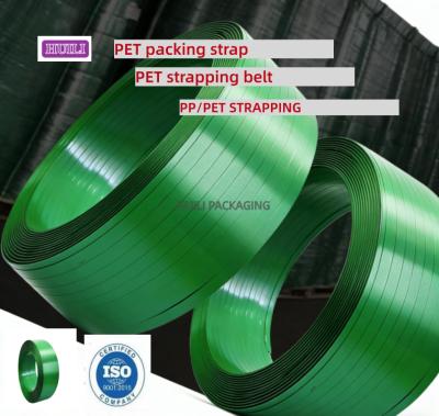 China Automatic PET strapping belt  16mm green PET packaging strap for handheld strapping tools for sale