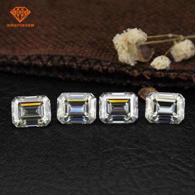 China Hotselling Emerald faceted cut 9.5*8.5mm 3.5 carat colorless off white synthetic jewelry moissanite for sale