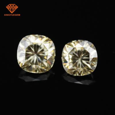 China Champagne diamond color 1 carat Test positive cushion cut moissanite for sale