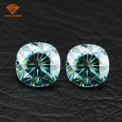 China Green Cushion shaped 6.5*6.5mm 1 carat moissanite synthetic diamond loose for sale
