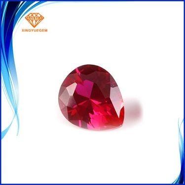China Bulk cheap wholesale excellent machine cut pear shape 5# syntheitc corundum ruby for sale