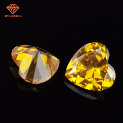 China China wholesale synthetic heart shape yellow color aaa cz stones in loose gemstones for sale