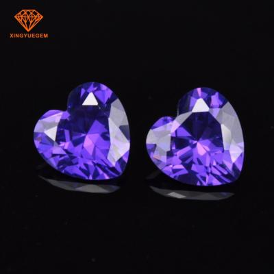 China China wholesale Artificial diamond Heart cut Cubic Zirconia stones in Amethyst color for sale