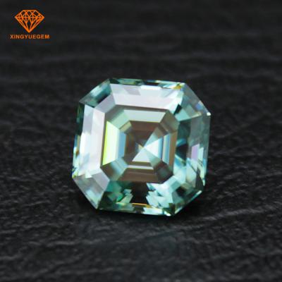 China Octagon shape 1 carat 6.5*4.5mm loose gemstone asscher cut green moissanite for sale