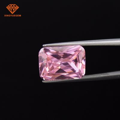China Rectangle shape Cubic zirconia factory price aaa pink color excellent princess cut  cz gemstone for sale