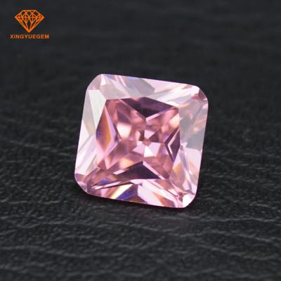 China China high quality cubic zirconia stones square shape cz princess cut pink color cz gemstone for sale