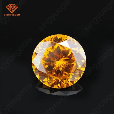 China Rose cut yellow gold color round shape cubic zirconia in loose gemstone wholesale for sale
