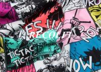 China Comic Printing Activewear Made From Recycled Plastic Polyester Stretch Fabric for sale