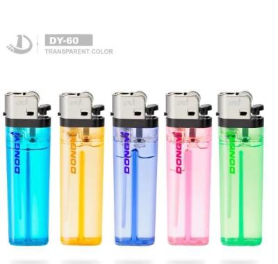 Cina Modello di plastica N.O. DY-60 Accendino a gas di pietra a sigaretta a colori trasparenti con consumo in vendita
