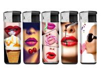China Plastic Refillable Electronic Lighter 80x24.9x10mm with Custom Logo Wrapper Paper for sale