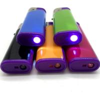 China Custom Electronic Disposable Windproof Lighter with LED 7.95x2.46x1.37cm for sale
