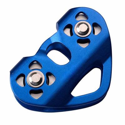 China Double Pulley Climb Tesa Speed Aluminum Zip Line Blue Trolley Pulley for sale