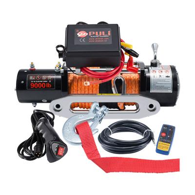 China off road high efficient 4*4 car electric winch 9000lbs with synthetic rope for sale