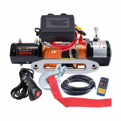 China off road high efficient 4*4 car electric winch 9000lbs with synthetic rope for sale