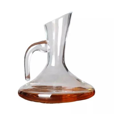 China Oblique Handmade Decanter Wine with Handle Slanted Top Glass Wine Decanter Red Wine Decanter Carafe for sale