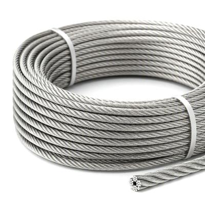 China AISI304 Wire Rope Cable 7x19 1.5mm 2mm Stainless Steel Wire Rope for Winch Lifting Winch Marine for sale