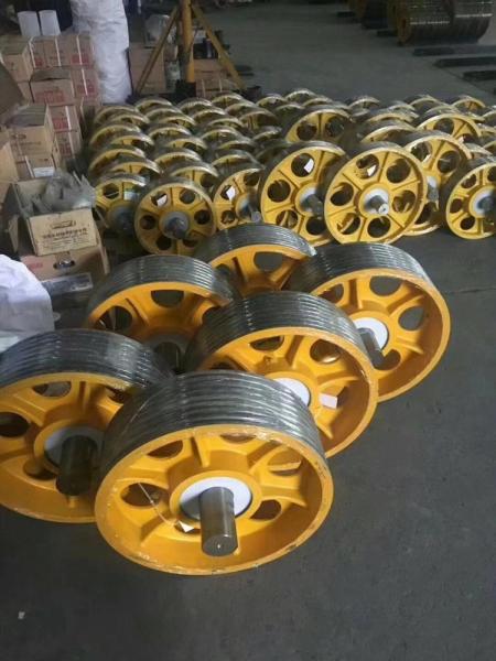 Quality Cast Iron Elevator Guide Wheel Elevator Traction Pulley Deflector Sheave Rope for sale