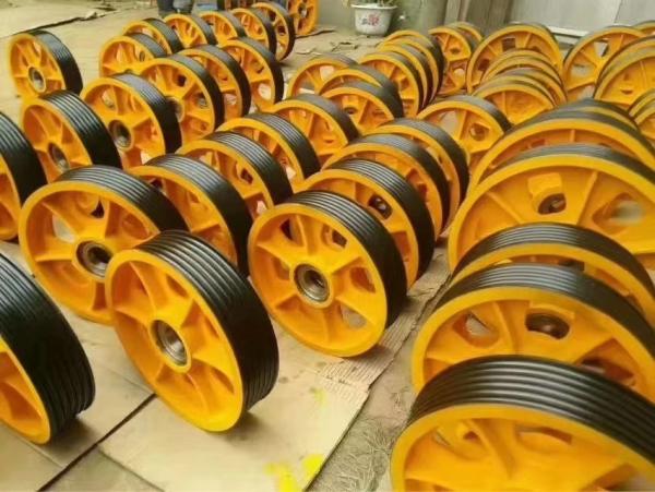 Quality Cast Iron Elevator Guide Wheel Elevator Traction Pulley Deflector Sheave Rope for sale