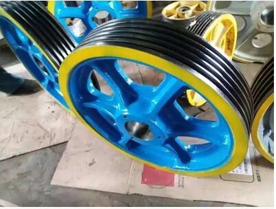Quality Cast Iron Elevator Guide Wheel Elevator Traction Pulley Deflector Sheave Rope for sale