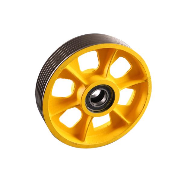 Quality Cast Iron Elevator Guide Wheel Elevator Traction Pulley Deflector Sheave Rope for sale