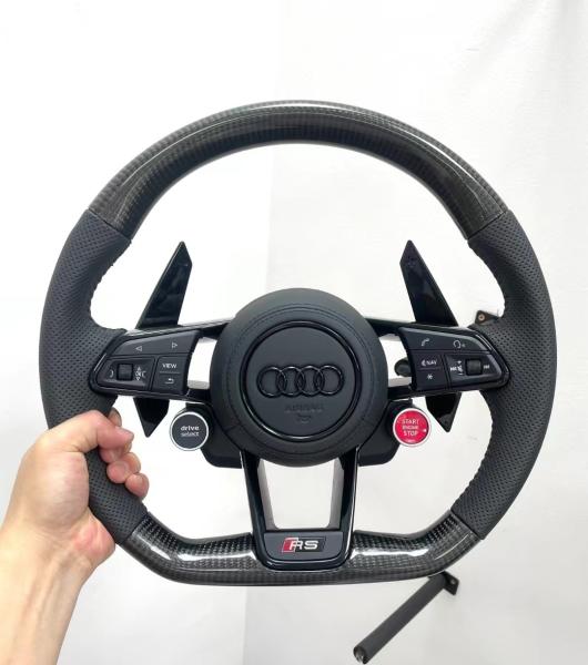 Quality 55cm Diameter True Carbon Fiber and Genuine Leather Steering Wheel for Audi R8 for sale