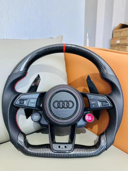 Quality 55cm Diameter True Carbon Fiber and Genuine Leather Steering Wheel for Audi R8 for sale