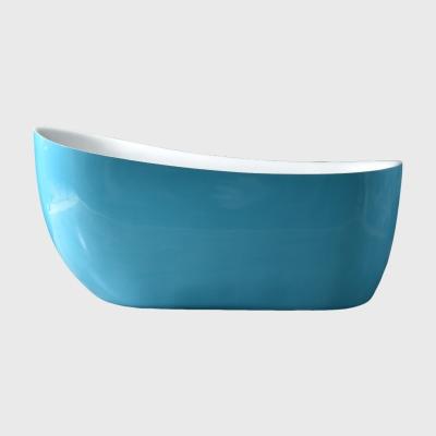 China Modern 1.7m Blue Drainer Wall with Brillante Soaking for Bathroom Acrylic Freestanding Bathtub for sale