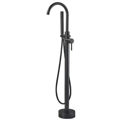 China Resin Freestanding Bathtub Accessories Detachable Shower Faucet Taps Black Brass for sale