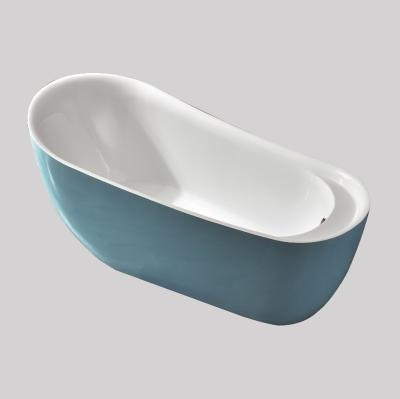 China Contemporary Blue Freestanding Whirlpool Bath 1800mm Single Ended for sale