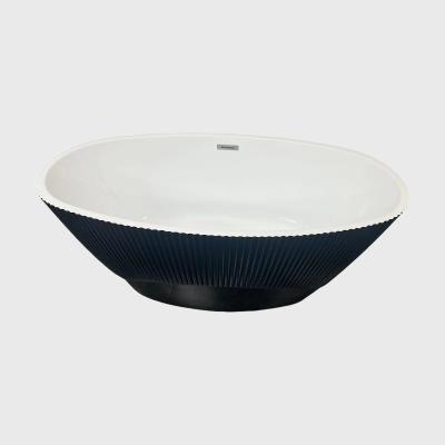 China Black White Solid Acrylic Freestanding Corner Tub Jetted Floor Mounted 1700mm for sale