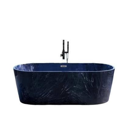 China Luxury Modern Freestanding Acrylic Slipper Bathtub 1700x750x720mm Blue Marble Stone with 5-year Warranty for sale